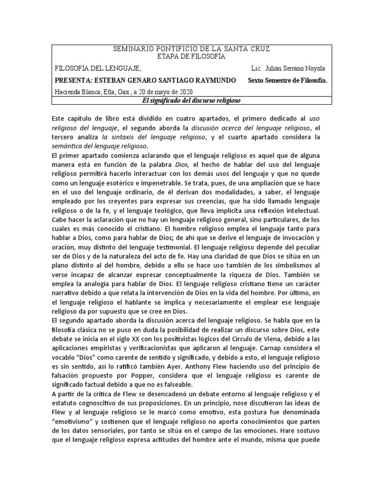 Significado y uso del lenguaje religioso | PDF | Analogía | Conocimiento