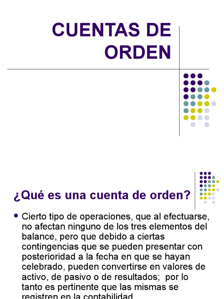 Cuentas de Orden | PDF | Hoja de balance | Contabilidad
