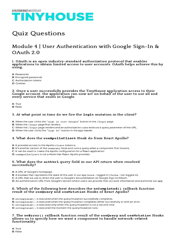 Quiz Questions Quiz Questions | PDF