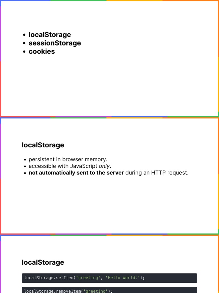 Localstorage Sessionstorage Cookies | PDF
