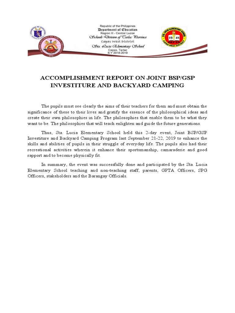 Accomplishment Report On Joint BSP | PDF