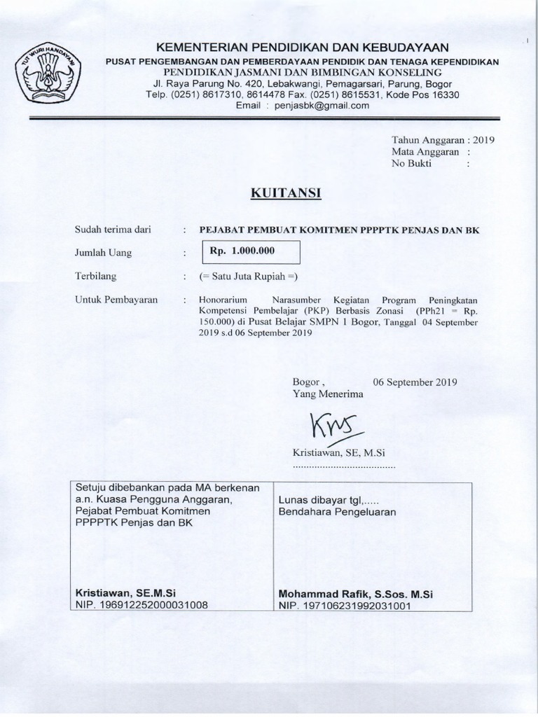 Contoh Honorarium Narasumber | PDF