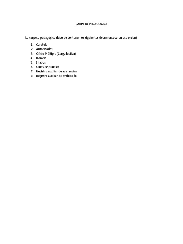 Documentos Que Contiene Lacarpeta Pedagogica PDF | PDF