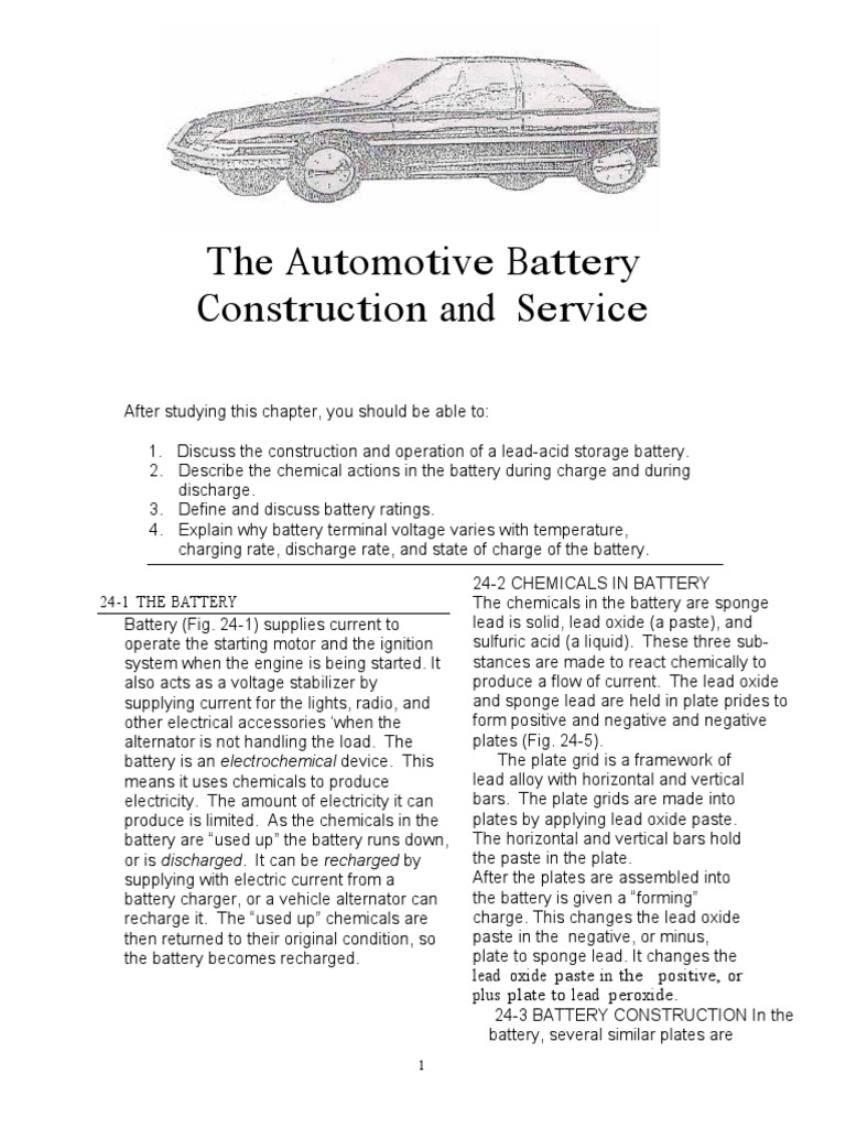 The Automotive Battery Construction and Service | PDF | Rechargeable ...