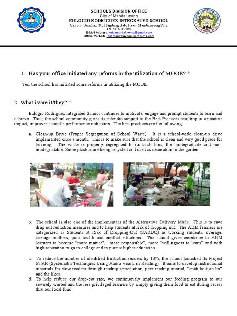 Has Your Office Initiated Any Reforms in The Utilization of MOOE? | PDF ...