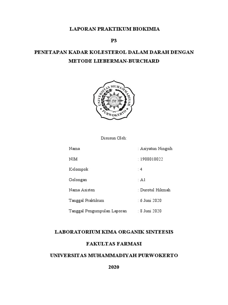 Laporan Uji Kolesterol Dalam Darah Metode Liebermann Burchard Dan CHOD PAP | PDF | Kesehatan ...