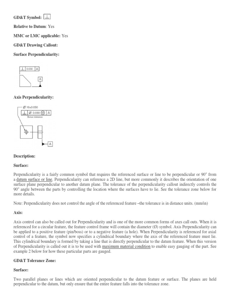 Perpendicularity GD & T | PDF | Engineering Tolerance | Cartesian ...