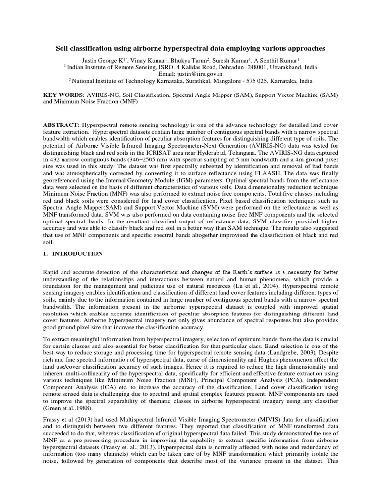 Hyperspectral Images | PDF | Statistical Classification | Remote Sensing