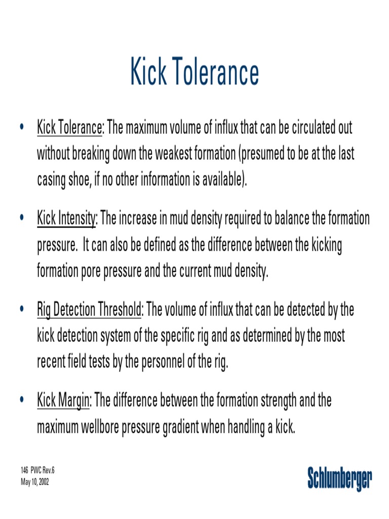 Schlumberger Kick Tolerance PDF | PDF | Casing (Borehole) | Pressure