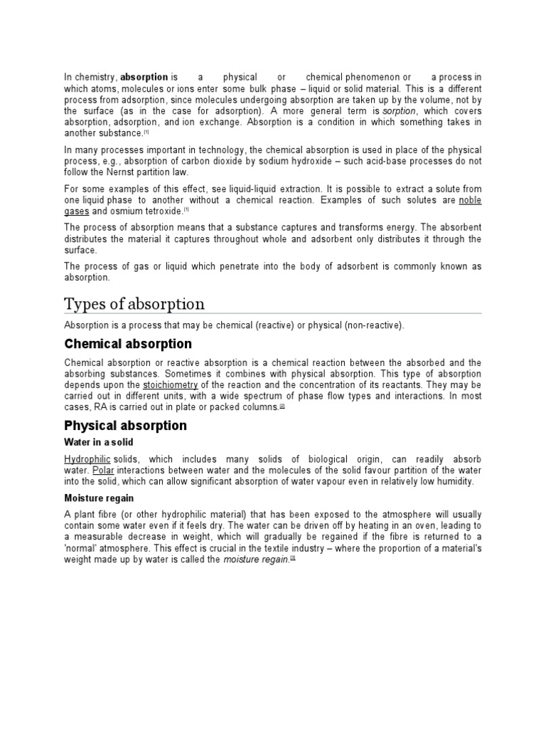 Types of Absorption | PDF | Absorption (Chemistry) | Chemistry