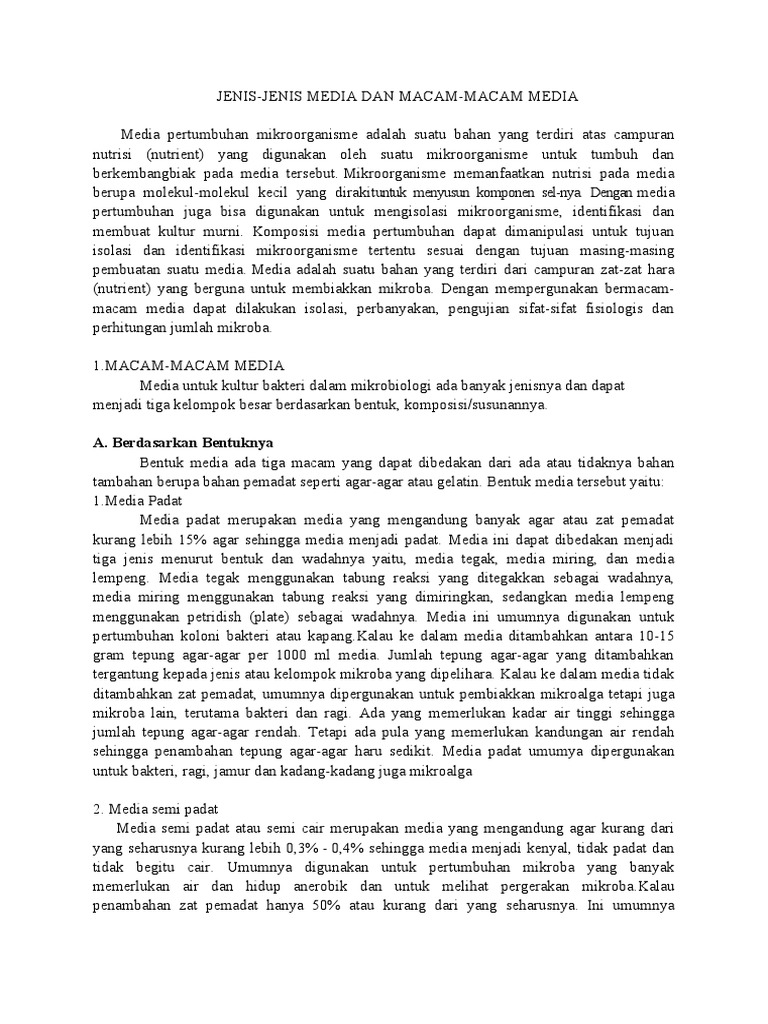 Jenis-Jenis Media Dan Macam-Macam Media | PDF