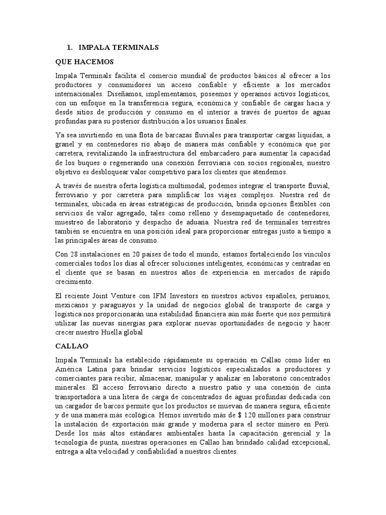 Empresa Impala Terminals | PDF | Logística | Transporte