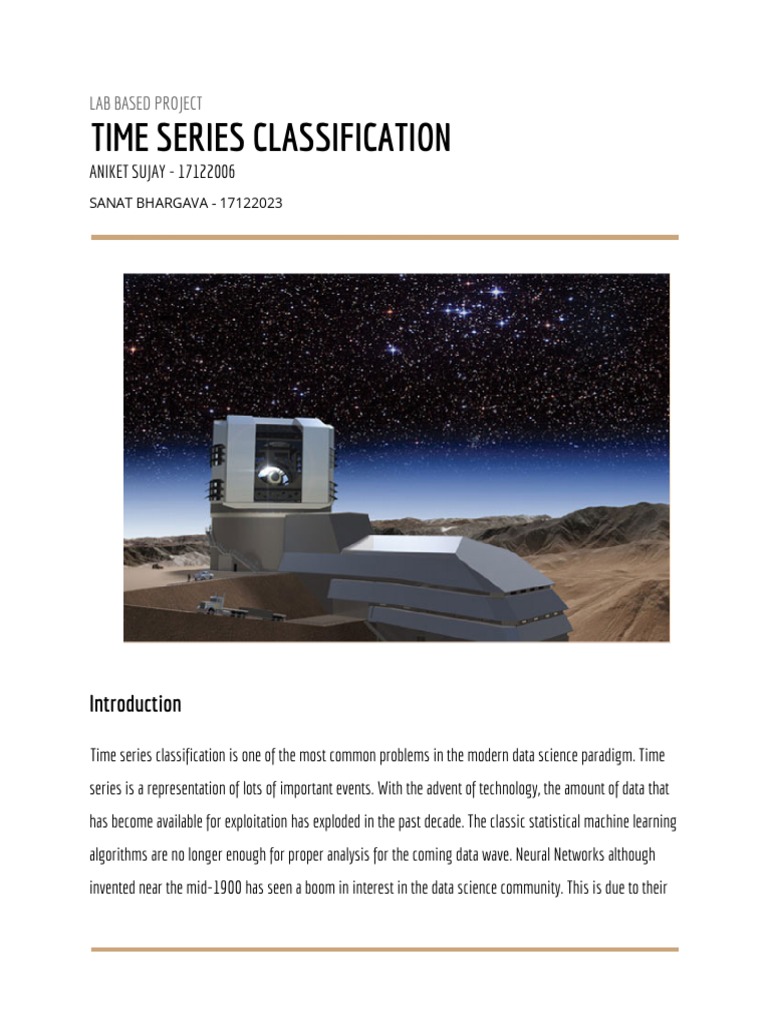 Time Series Classification: Lab Based Project | PDF | Algorithms ...
