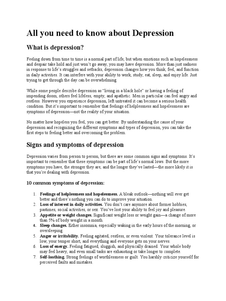 All You Need To Know About Depression | PDF | Major Depressive Disorder ...
