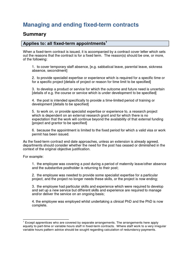 Managing and Ending Fixed-Term Contracts | PDF | Recruitment | Employment