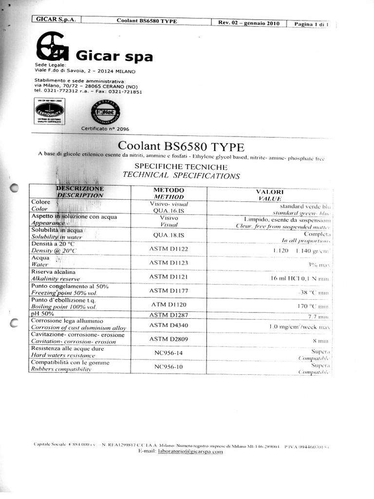GCA - Antifriz MSDS | PDF