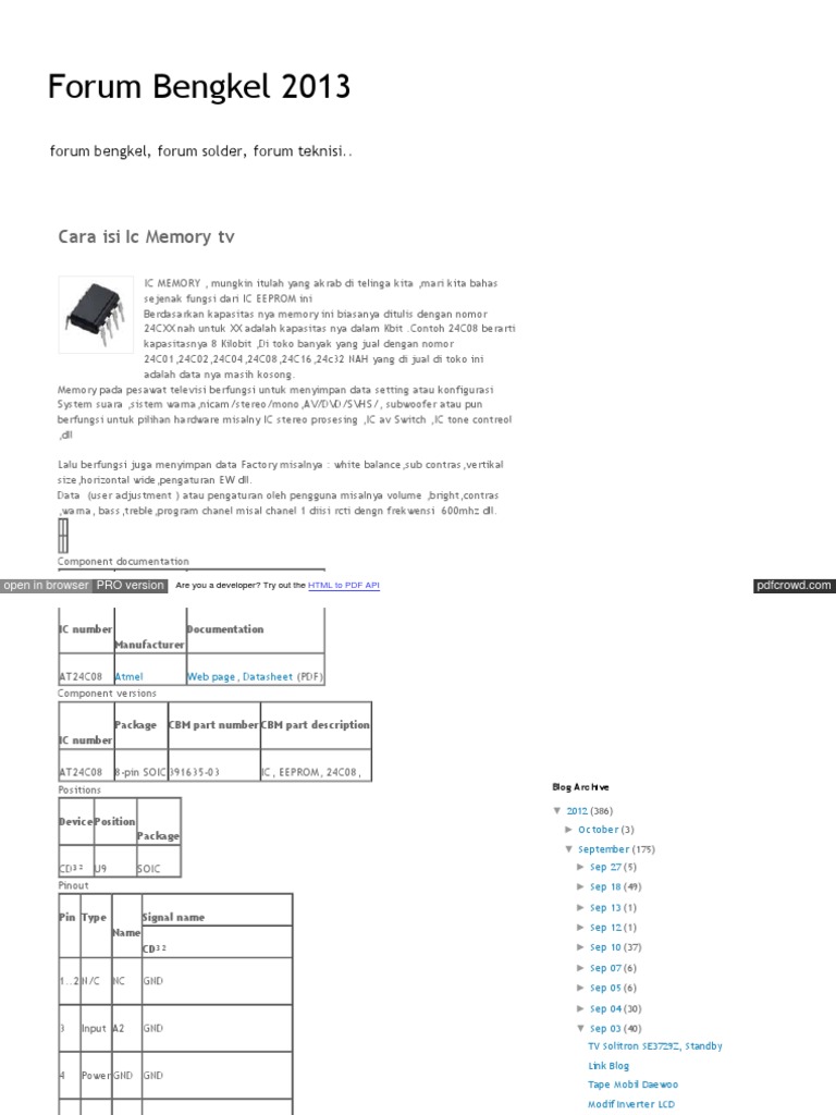 Cara Isi IC Memory TV Sharp | PDF