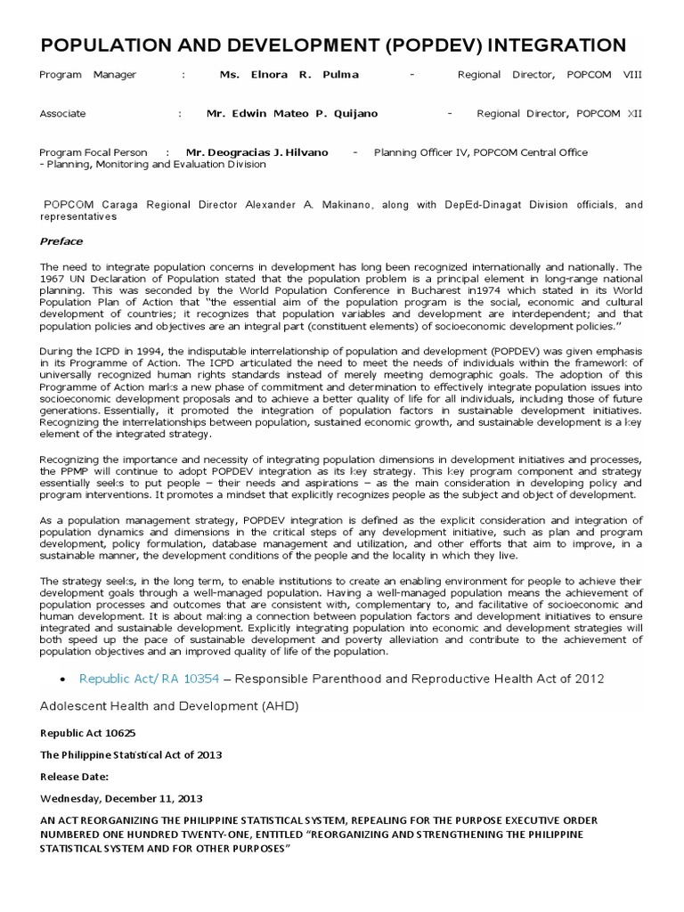 Population and Development | PDF | Philippines | Sustainability