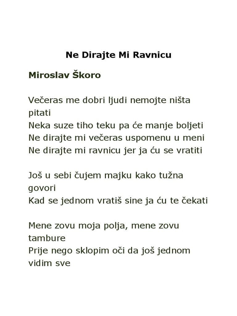 Ne Dirajte Mi Ravnicu | PDF