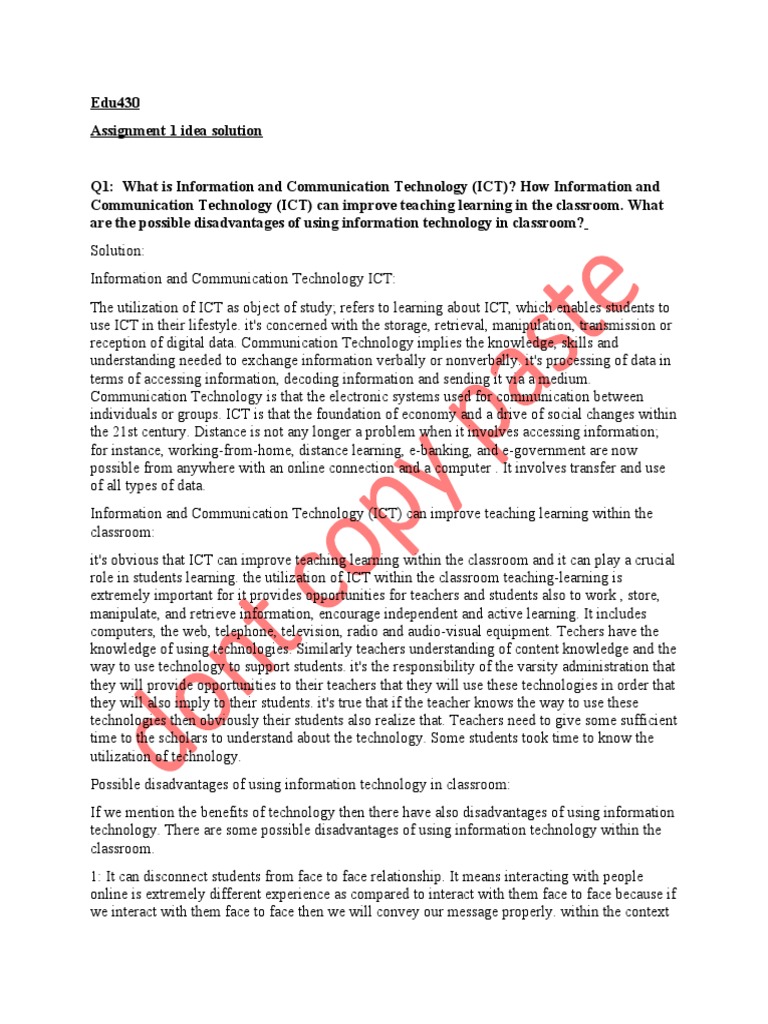 EDU 430 Assignment Solution 1 | PDF | Educational Technology ...