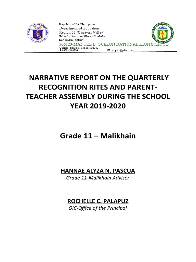 PTA Recognition Rites Narrative Report | PDF | Behavior Modification ...