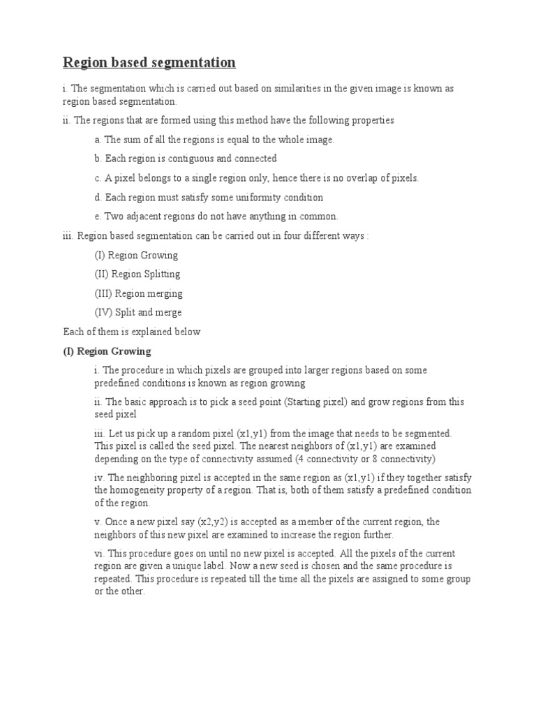 Region Based Segmentation | PDF | Line (Geometry) | Image Segmentation