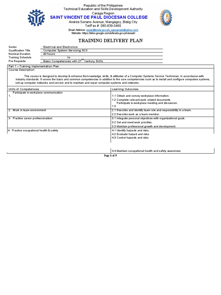 Css Training Delivery Plan | PDF | Educational Technology | Distance ...