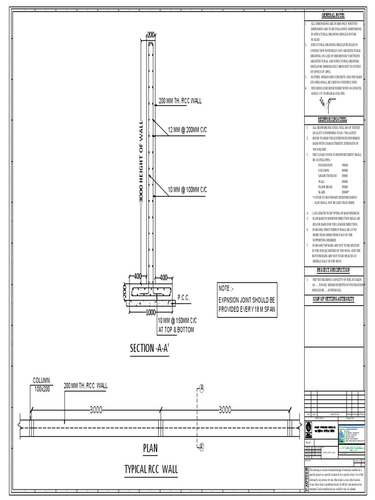 DETAIL OF RCC WALL-Model | PDF | Civil Engineering | Structural Engineering