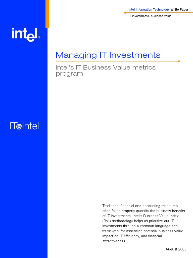 It Investment Value INTEL BVI | PDF | Business Value | Strategic Management