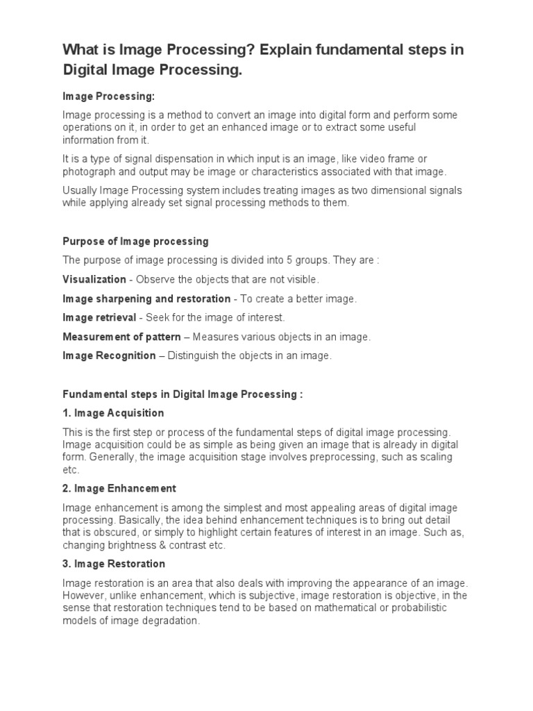 What Is Image Processing? Explain Fundamental Steps in Digital Image ...