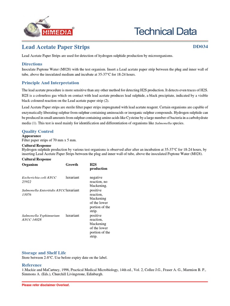 Lead Acetate Paper Strips | PDF | Sulfur | Acetate