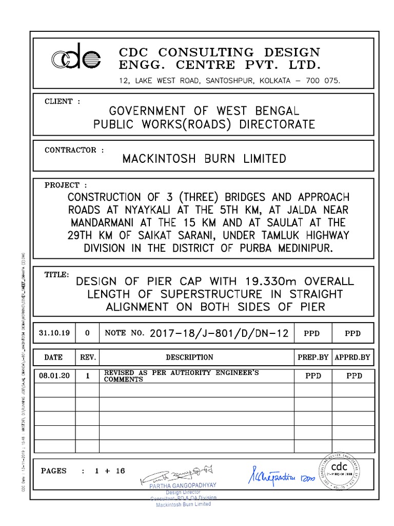 Design Calculation of Pier Cap With 19.330 M Overall Length of ...
