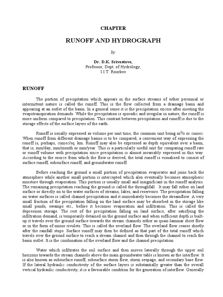 Runoff and Hydrograph: Dr. D.K. Srivastava | PDF | Surface Runoff | Stream