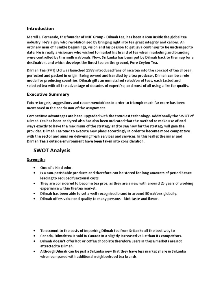 SWOT Analysis: Strengths | PDF | Tea | Brand