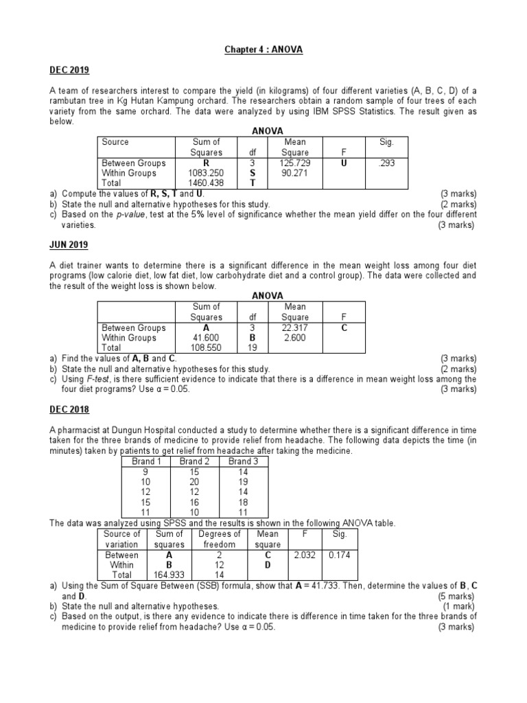 Tutorial Chapter 4 Anova Pdf Analysis Of Variance F Test
