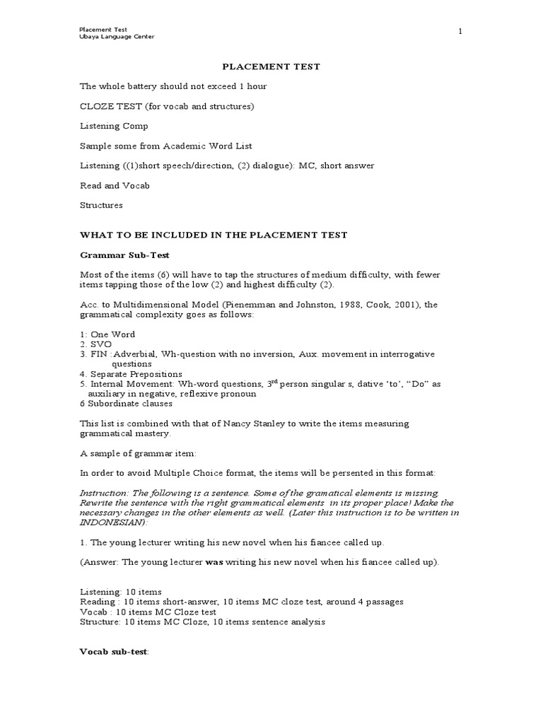 Desain Placement Test | PDF | Homeschooling | Educational Technology