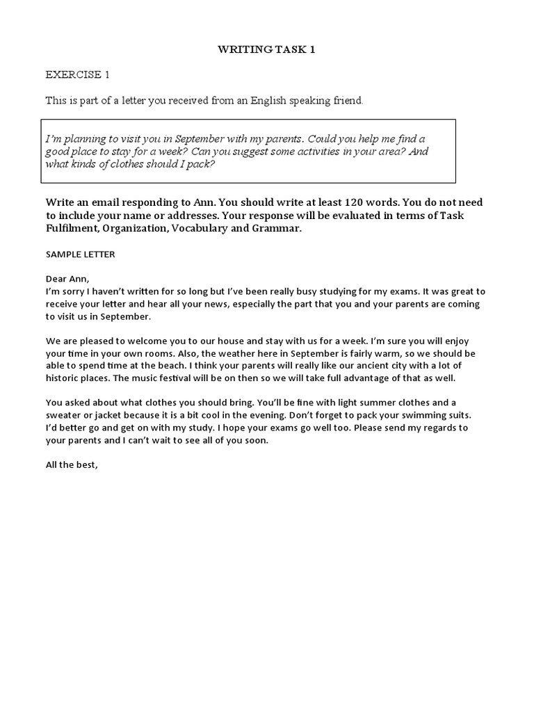 VSTEP Writing Task 1 | PDF