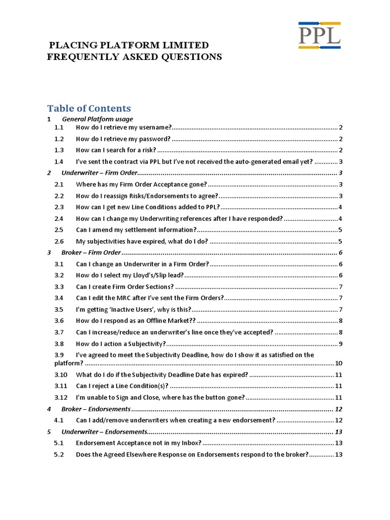 PPL Frequently Asked Questions v1 | PDF | Underwriting | Password