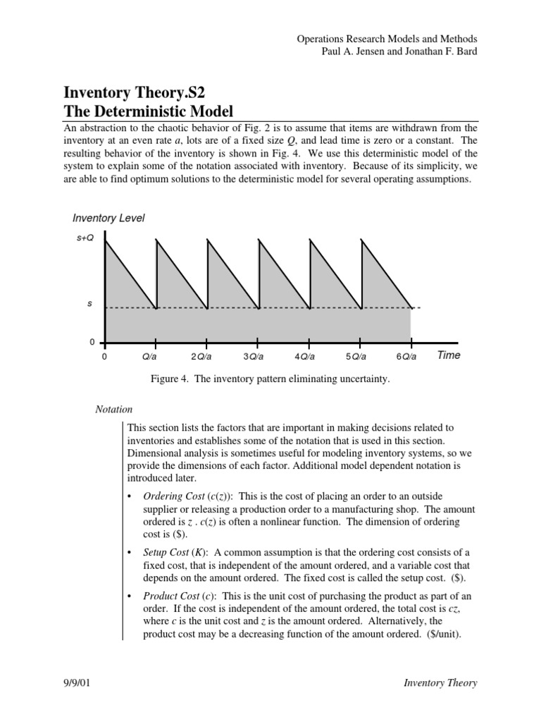 Inventory Theory.S2 The Deterministic Model | PDF | Mathematical ...