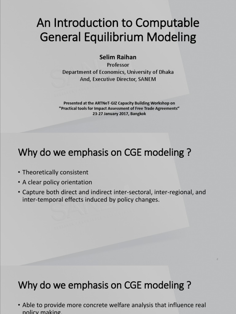 9.intro To CGE Model | PDF | General Equilibrium Theory | Economics