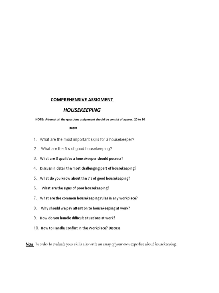 Housekeeping Assignment | PDF