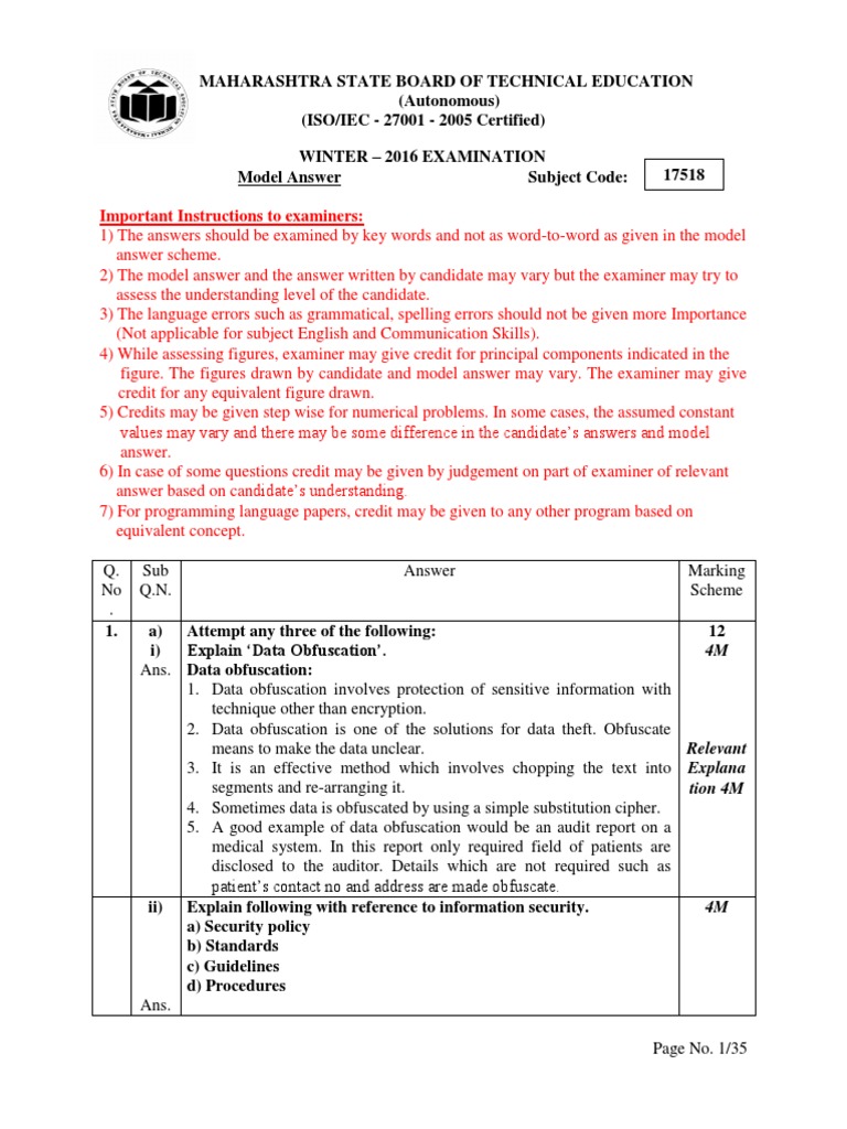 2016 Winter Model Answer Paper | PDF | Biometrics | Process (Computing)