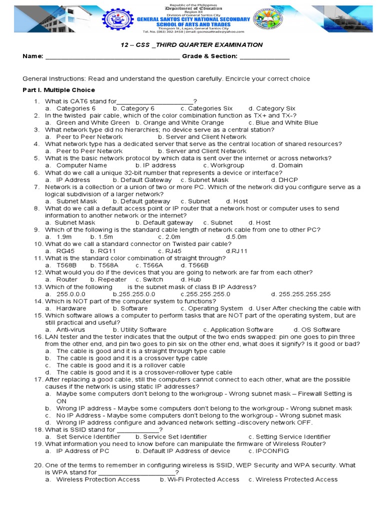 Name: - Grade & Section | PDF | Ip Address | Computer Network