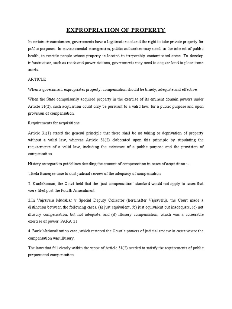 Expropriation of Property | PDF | Nationalization | Eminent Domain