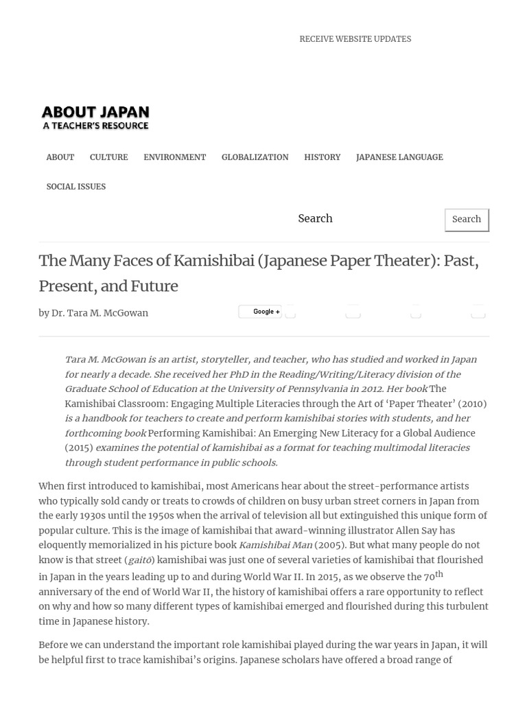 About Japan - A Teacher's Resource - The Many Faces of Kamishibai ...