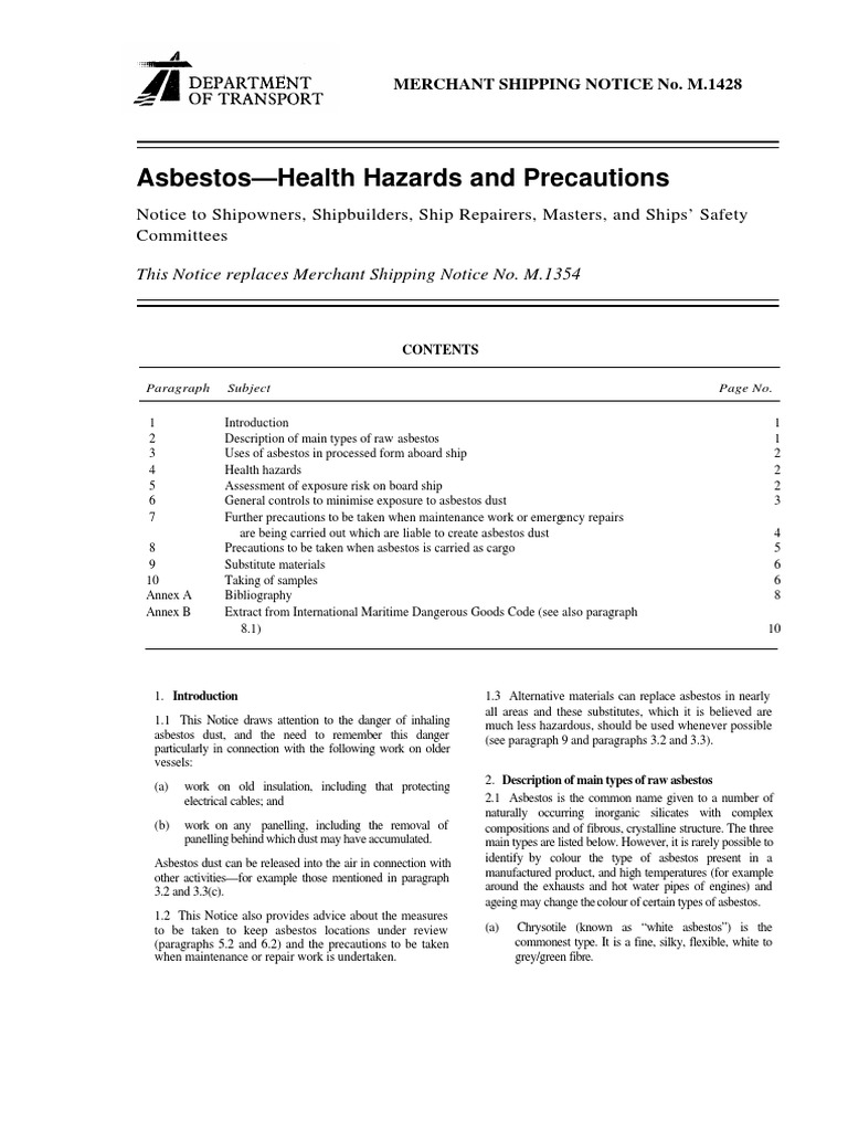 Asbestos-Health Hazards and Precautions | PDF | Asbestos | Personal ...