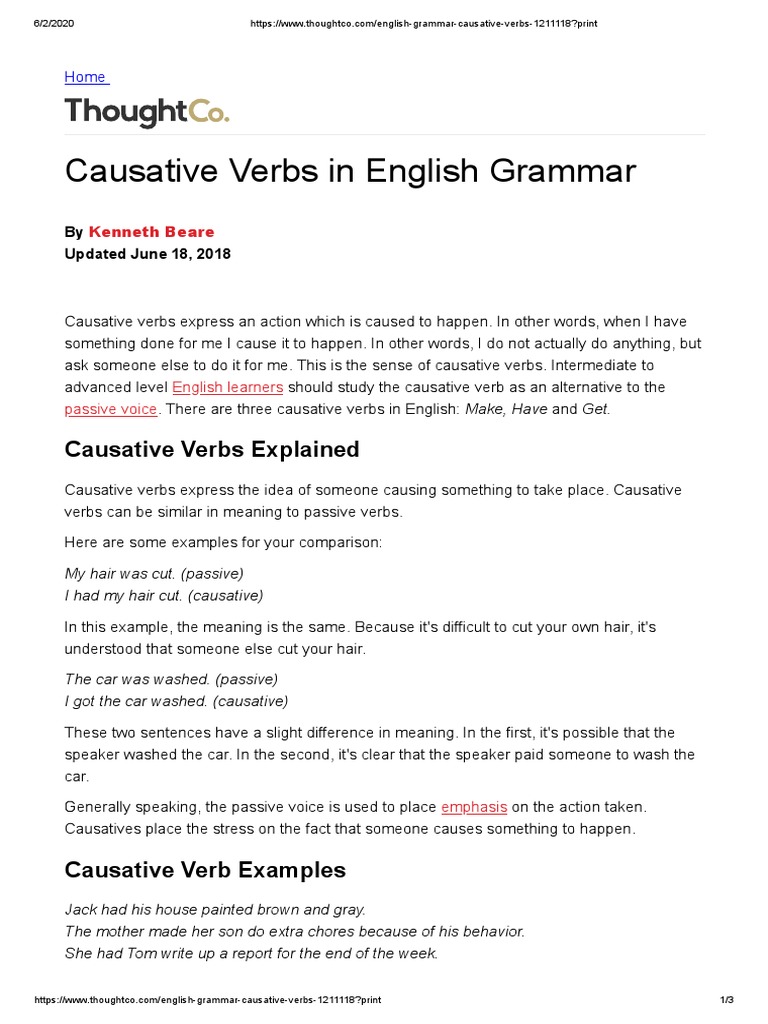 Understanding Causative Verbs in English | PDF | Verb | Grammar