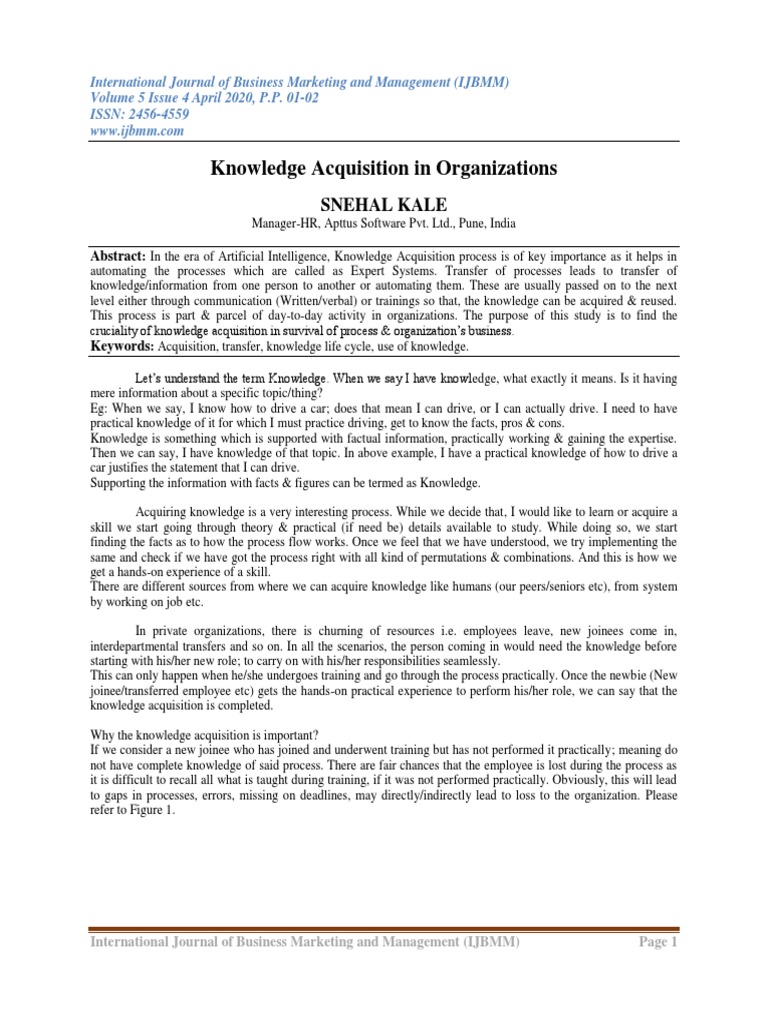 Knowledge Acquisition in Organizations | PDF | Expert | Knowledge