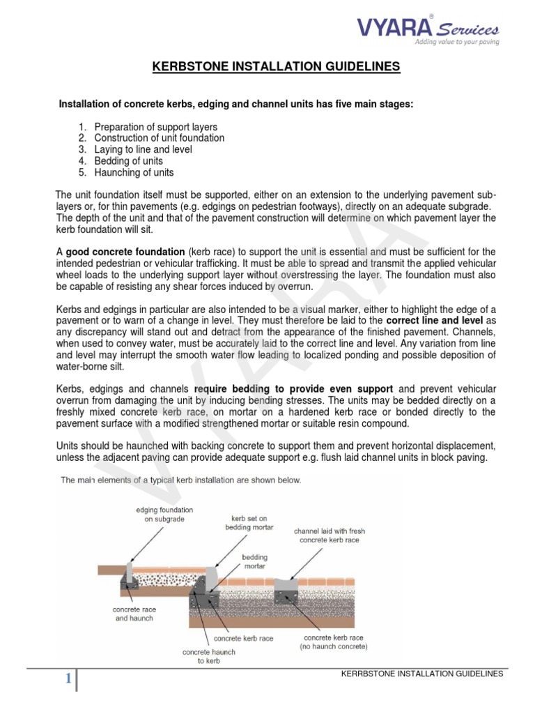 Kerbstone Installation Guidelines | PDF | Road Surface | Concrete