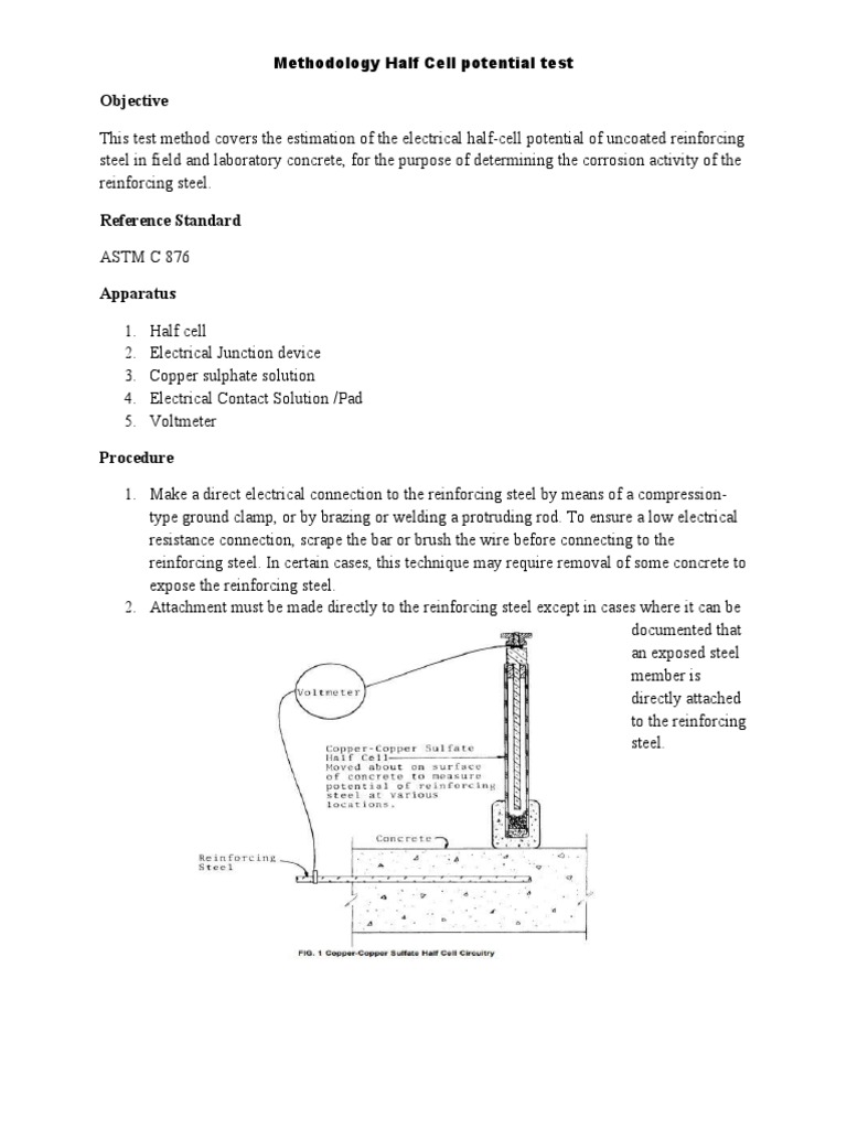 Objective: Methodology Half Cell Potential Test | PDF